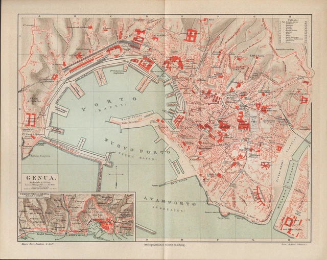 MAPPA PIANTA DELLA città mappa 1897: Mappa Genova. Italia Italia EUR 19 ...