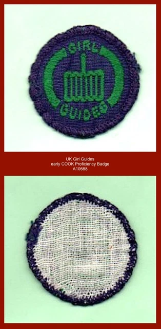 GIRL GUIDES C.1950'S large size COOK Proficiency Badge with white ...