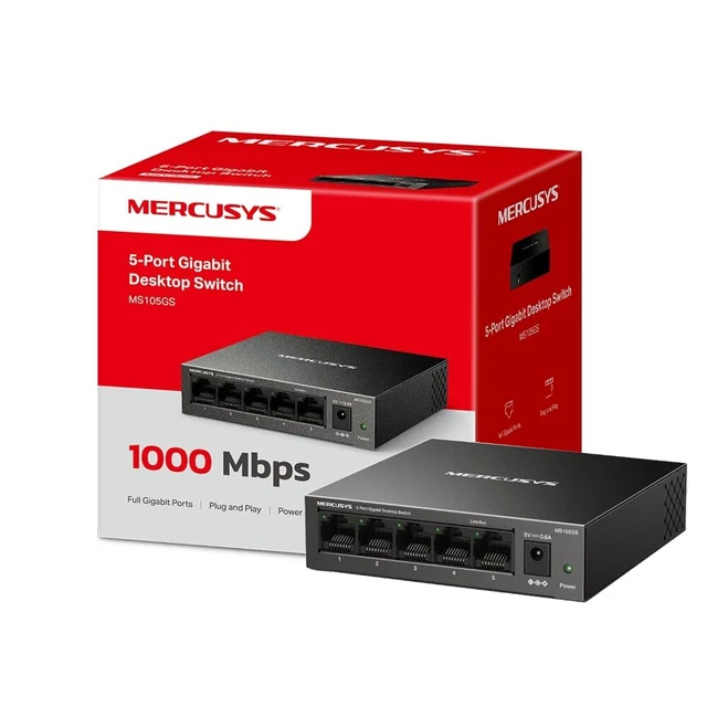 MERCUSYS 5-PORT GIGABIT Desktop Switch, 5× 10/100/1000Mbps Ports ...