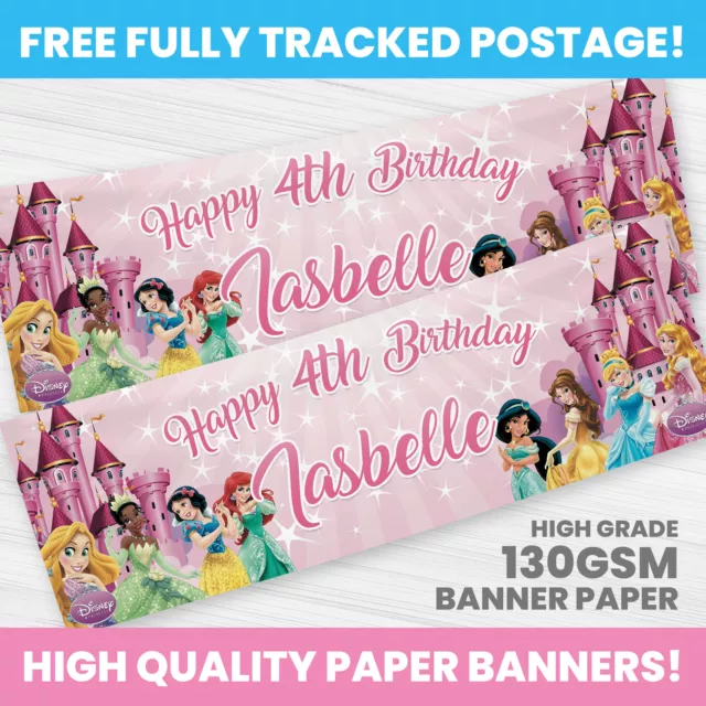DISNEY PRINCESS PERSONALISED Princesses Birthday Banner Party ...