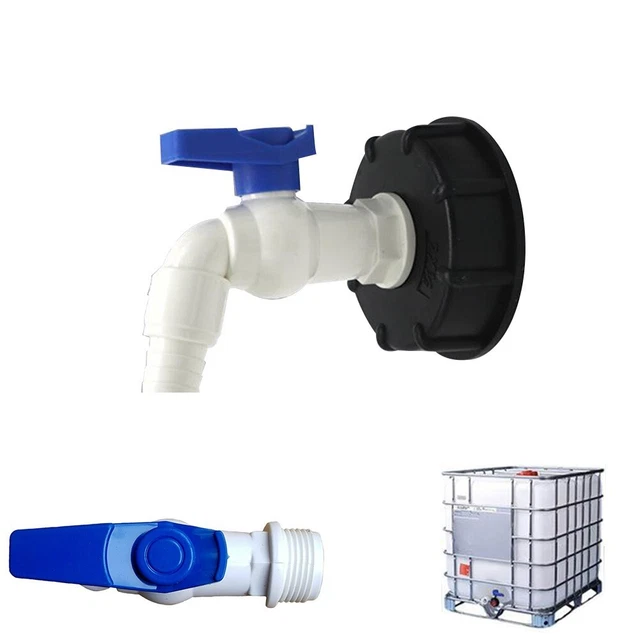 OUTDOOR WATER BUTT Water Tank Tap in White Plastic with 3/4Inch BSPM ...