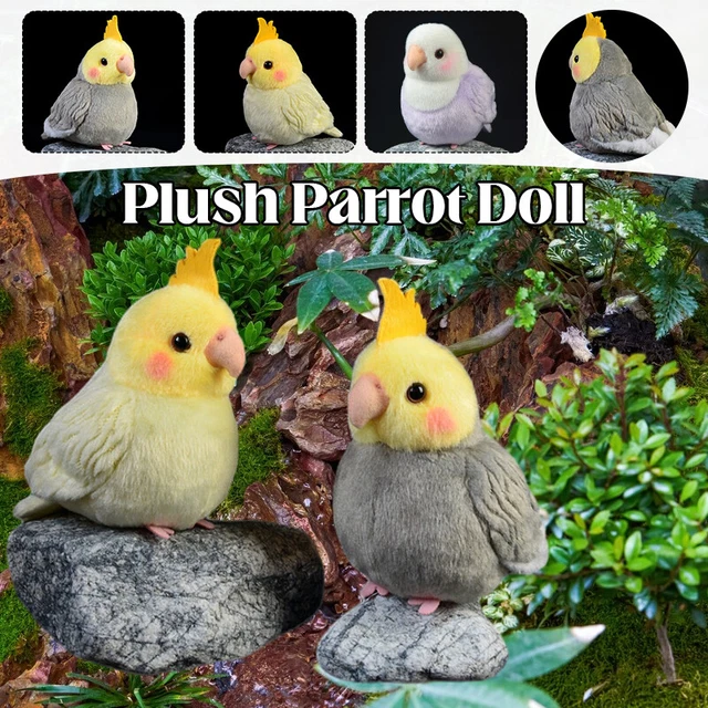 REALISTIC LIFELIKE PARROT Plush Toy Furry Stuffed Cockatiel Bird Doll ...