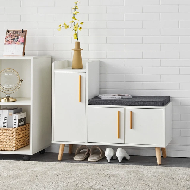 Wooden Shoe Cabinet With Seat Cushion