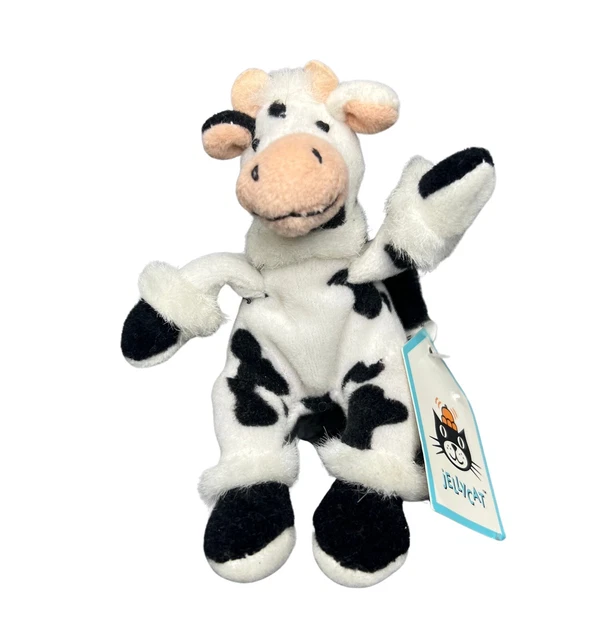 JELLYCAT RIFF RUFF Cow Soft Plush Toy Black White Rare Vintage Teddy ...