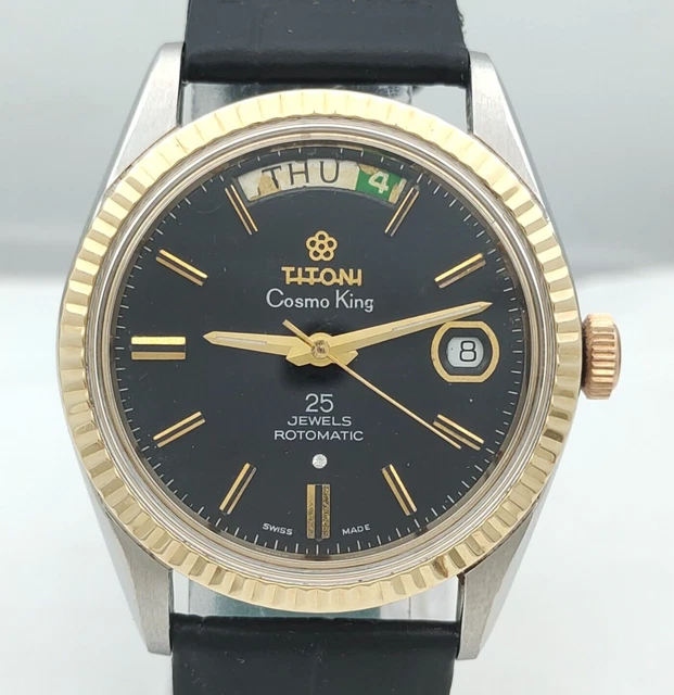 TITONI COSMO KING 25J Rotomatic Oro 14K Maschera Ref.707-360 Orologio ...