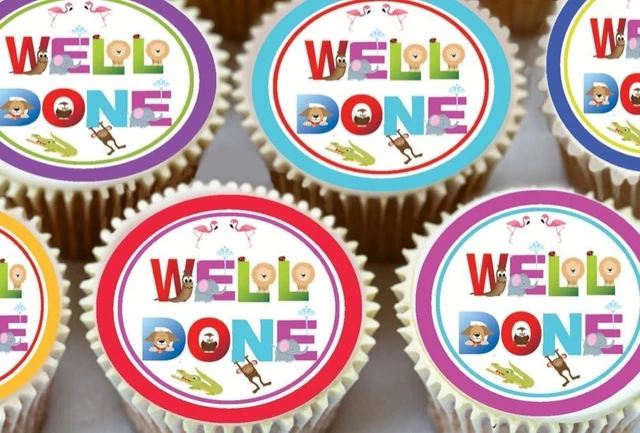 WELL DONE MIXED Colour Edible Cupcake Toppers Decorations 2129 £4.99 ...