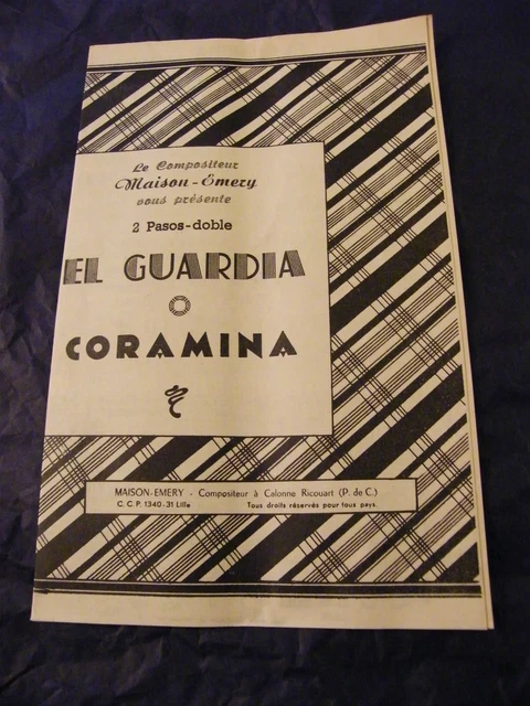 SPARTITO EL CORAMINA Guardia Maison Emery Paso Doble " EUR 16,05 ...