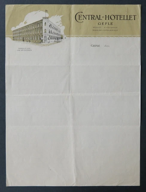 FACTURE CENTRAL HOTELLET GEFLE Oscar ZEDREN old bill Rechnung 19 EUR 9 ...