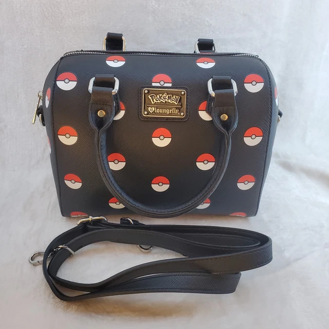 LOUNGEFLY POKEMON POKEBALL OG HEART LOGO Umhängetasche Crossbody Barrel ...