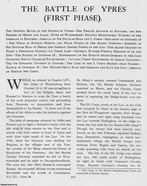 WORLD WAR 1 : The Battle Of Ypres (First Phase). An Uncommon Original ...