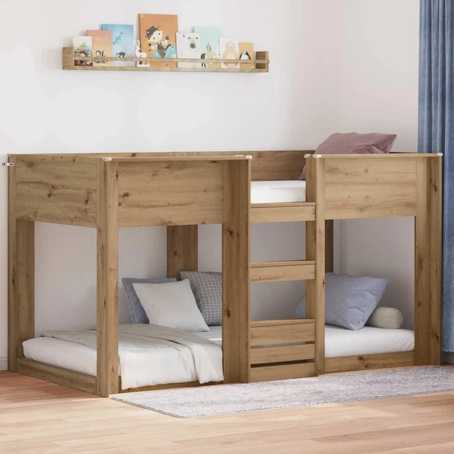 BUNK BED FOR Kids Artisan Oak 80 x 200 cm Engineered Wood vidaXL £307. ...