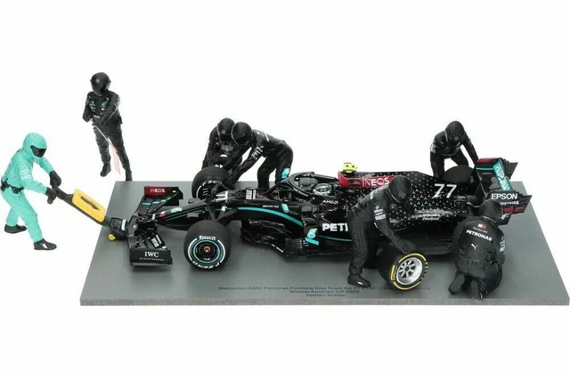 MERCEDES AMG W11 Lewis Hamilton 2021 Pit Crew 7 Mechanics Team Figures ...