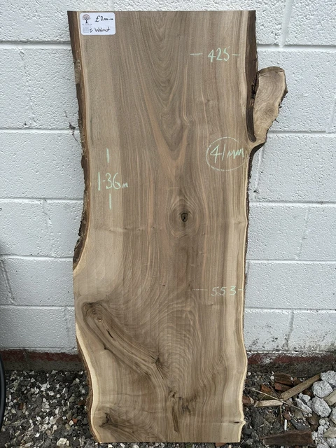 ENGLISH WALNUT SLAB, Live edge, Flattened, Waney edge wood. £200.00 ...