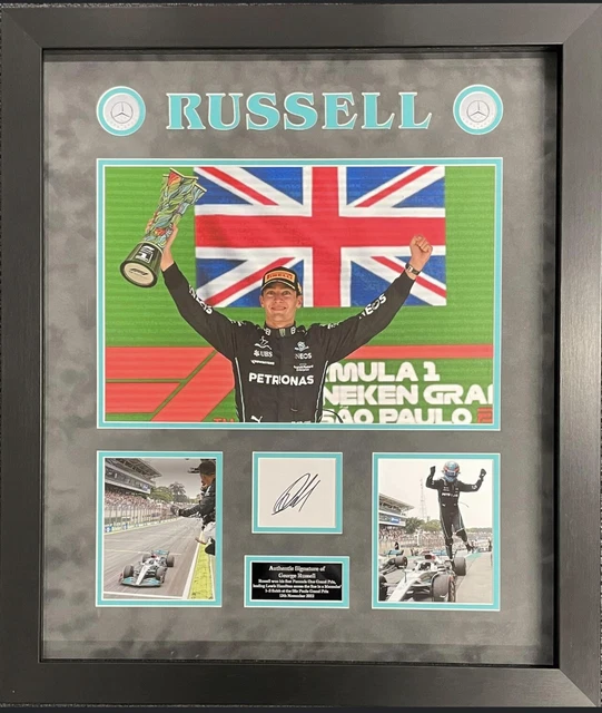 GEORGE RUSSELL 1ST Win Hand Signed Card Photo Presentation, Formula One ...