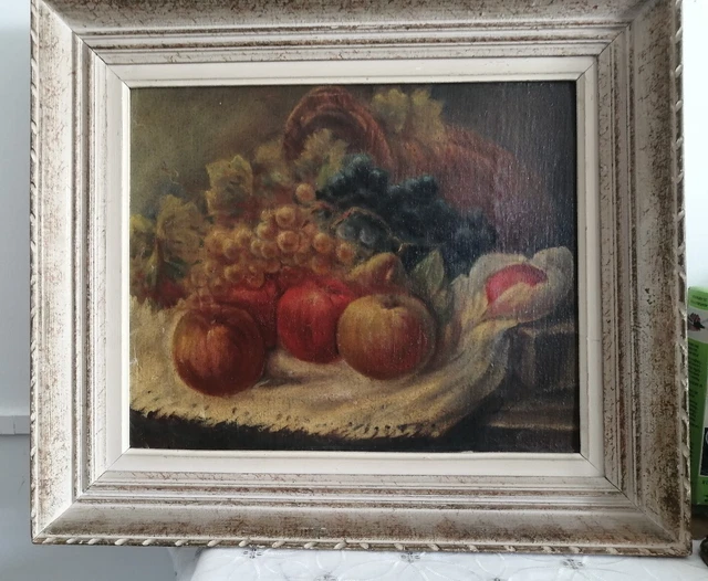 ANCIEN TABLEAU / Huile sur toile Nature morte Corbeille De Fruits. H 37cm L47cm EUR 250,00 ...