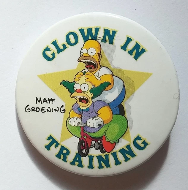 THE SIMPSONS LARGE BUTTON BADGE 3.8cm 1.5" Krusty The Clown Cartoon TV ...