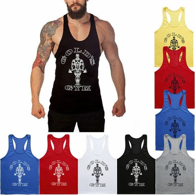 GOLDS GYM VEST Mens Muscle Joe Tank Top Fitness Stringer Bodybuilding ...