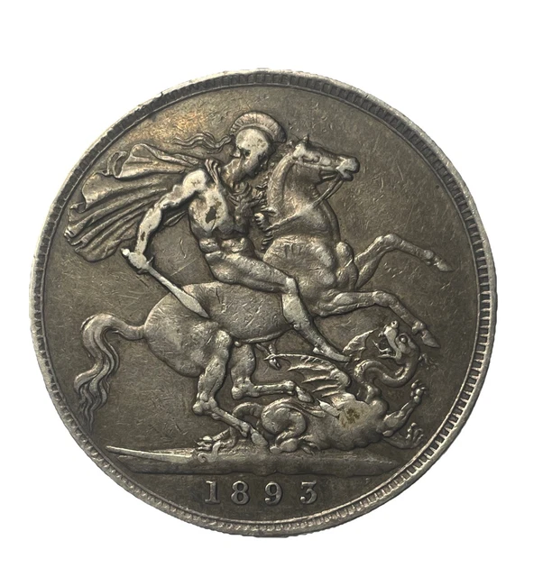 GREAT BRITAIN QUEEN Victoria Veiled Head Silver Crown Coin 1893 LVI £57 ...