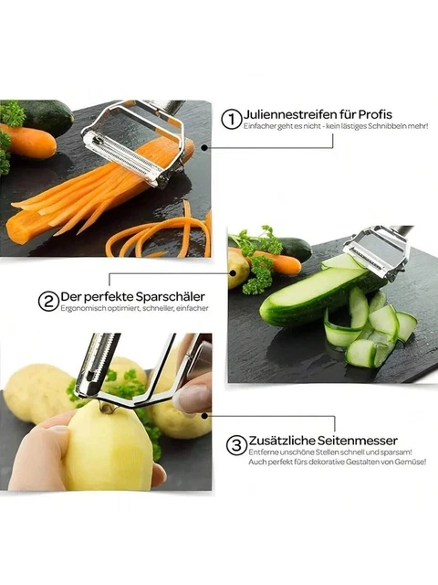 3IN1 STAINLESS STEEL Peeler Grater Slicer Vegetable Potato Carrot Fruit ...