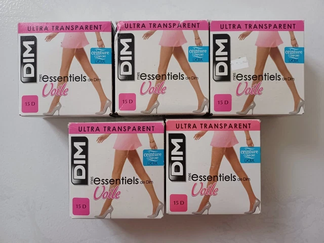 LOT DE 5 Collants Voile Dim Mes Essentiels De Dim 15 Den Taille 3 ...