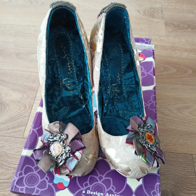 IRREGULAR CHOICE MARIE Antoinette Style Shoes Gold With Brooch Wedding ...