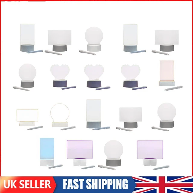 LED MESSAGE BOARD Light Rewritable Acrylic DIY Writing Lamp for Home ...