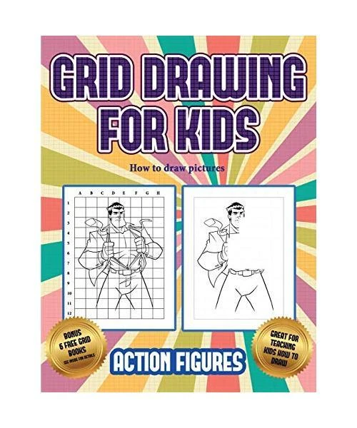 HOW TO DRAW pictures (Grid drawing for kids - Action Figures): This ...