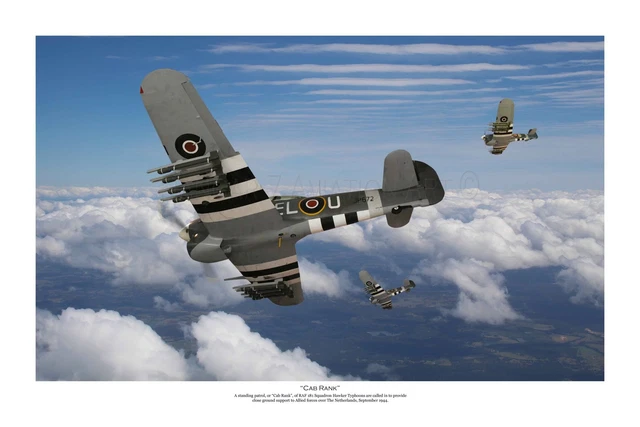 WWII WW2 RAF RAAF RCAF Hawker Typhoon Squadron Aviation Art Photo Print ...