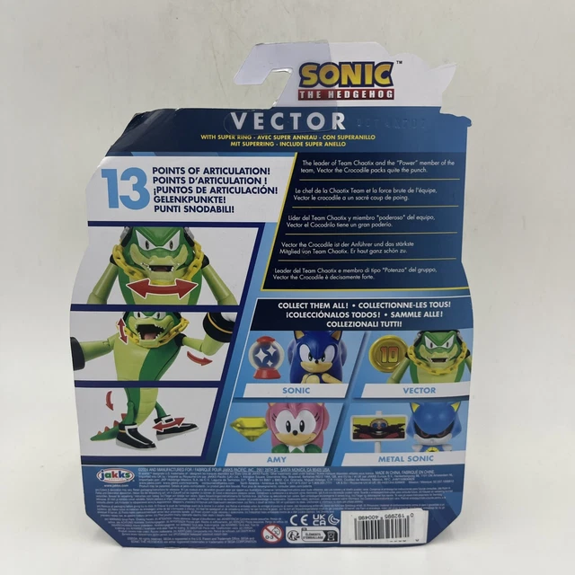 SONIC THE HEDGEHOG Vector 4" Action Figure with Super Ring Jakks ...
