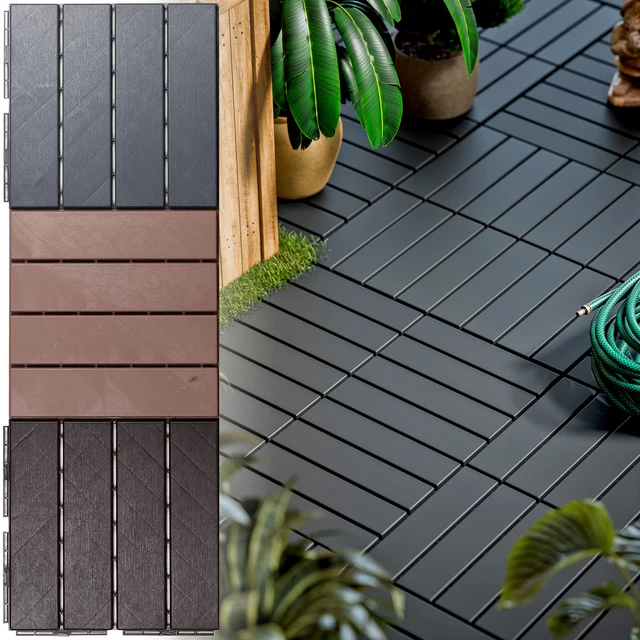 9PC INTERLOCKING PLASTIC Garden Path Floor Tiles Decking Patio Grid ...