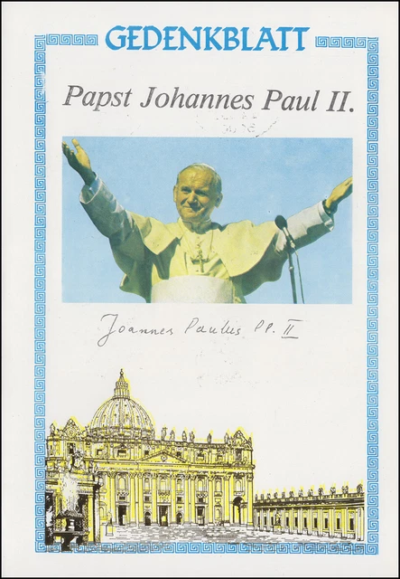 MEMORIAL SHEET POPE visit with vignette block and 1055, SSt Cologne 15. ...