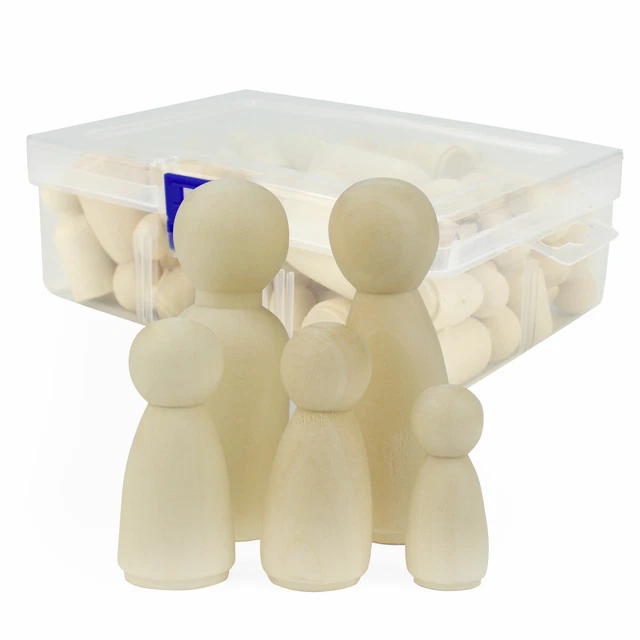 TRIXES WOODEN PEG Craft Set Dolly Pegs x50 NEW Unpainted Assorted Size ...