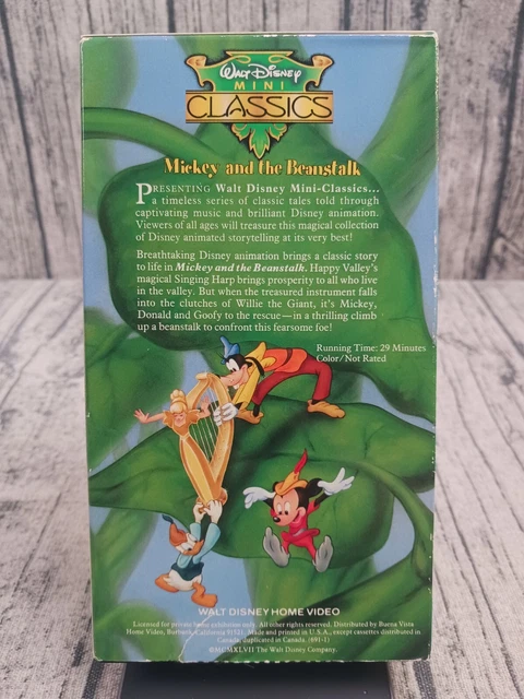WALT DISNEY MINI Classics: Mickey and the Beanstalk (VHS, 1991) Pre ...