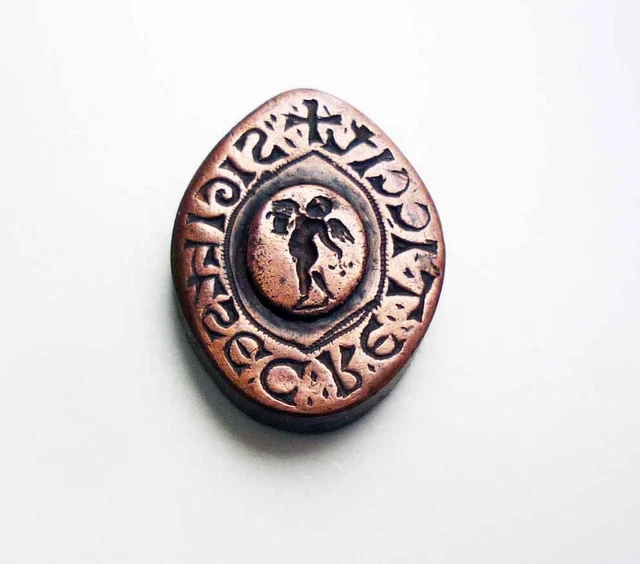 ANTIQUE/VINTAGE COPPER PLATED Lead Intaglio Seal Of A Cherub. £1.20 ...