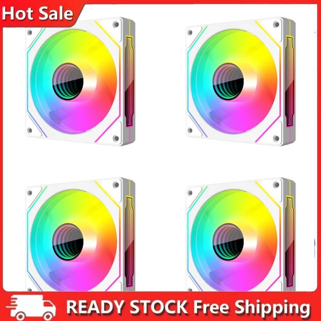12CM ARGB 5V 3Pin 4 Pin PWM CPU Case Cooling Fan Infinity Mirror (White ...