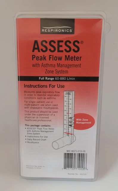 RESPIRONICS ASSESS PEAK Flow Meter Full Range 60-880 L/Min For Asthma ...
