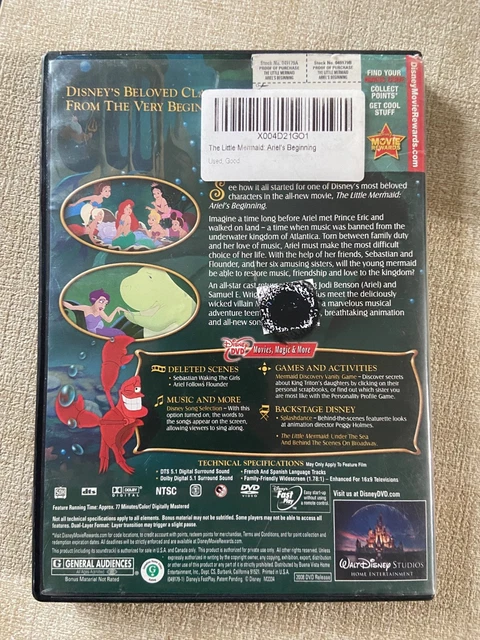 DISNEY DVD THE Little Mermaid Ariel’s Beginnings nn $6.99 - PicClick CA