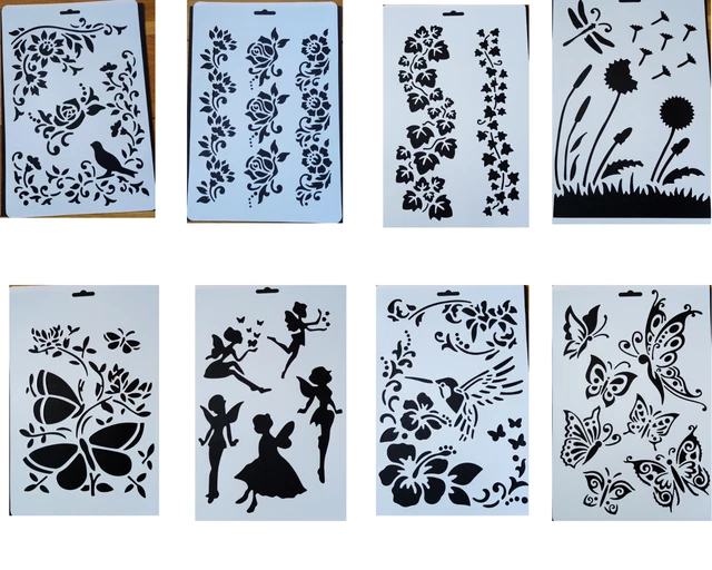 REUSABLE A4 STENCILS Template Art Painting DIY Card Scrapbook ...