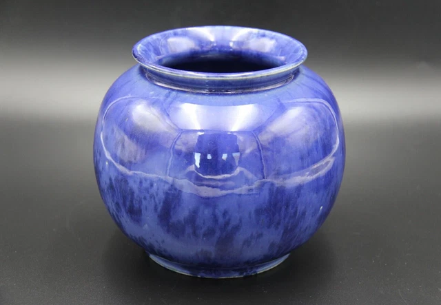 1930S BENDIGO POTTERY Waverley Ware Art Deco Blue Glazed Spherical Vase ...