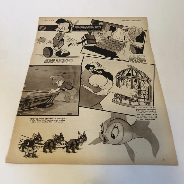 1940 PINOCCHIO 2 Magazine Pages Walt Disney $38.98 - PicClick CA