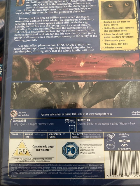 DISNEY DINOSAUR (DVD, 2000) New Sealed DVD Film £4.00 - PicClick UK