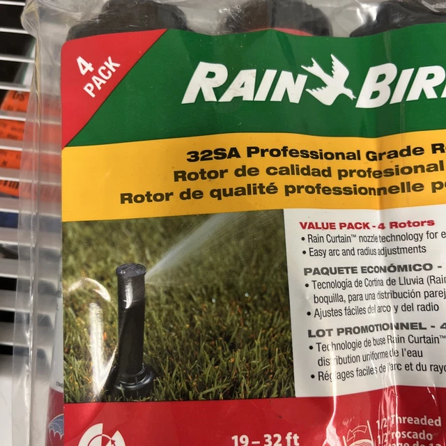 RAIN BIRD 32SA Pro Grade Rotor Sprinkler Head 32SA 40-360 Degree (4 ...