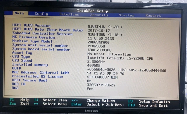 LENOVO THINKPAD T470S Motherboard Intel Core i5-7200U 4GB RAM £23.00 ...