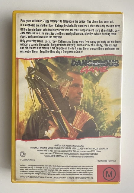 DANGEROUS GAME [VHS] Satellite Ex-Rental Big Box Video Tape Australian ...