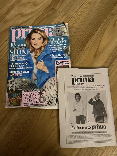 PRIMA MAGAZINE JANUARY 2024 With Unused Sewing Pattern Shacket £2.99 ...
