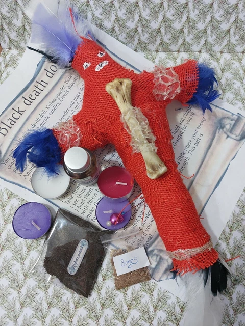AUTHENTIC ORIGINAL BLACK death strong hessian voodoo curse doll kit ...