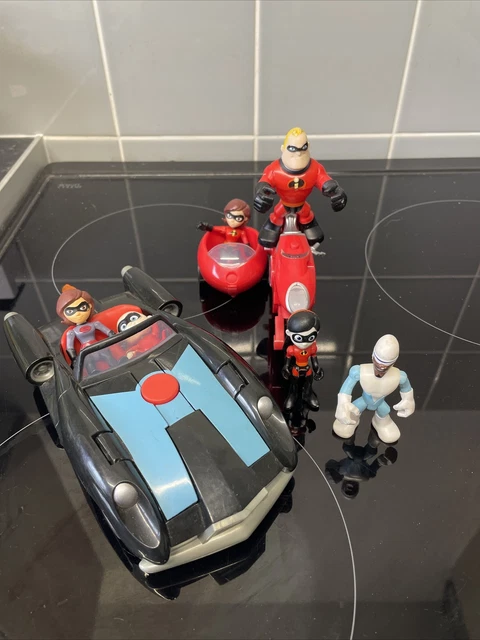 DISNEY PIXAR Incredibles Jakks Pacific Car Black 7" Bike & Figures £7.50 - PicClick UK