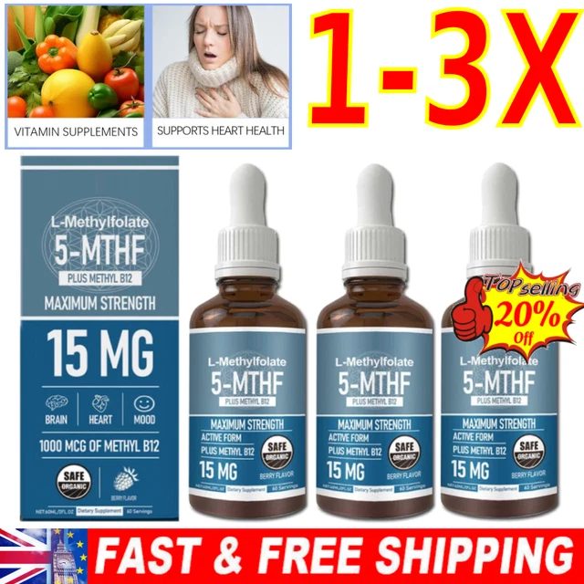 L-METHYL FOLATE 5-MTHF Drops 60 mL - Liquid Vitamins Folate Supplement ...