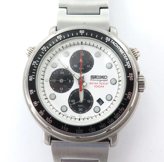 SEIKO CHRONOGRAPH 100M Y187-7A30 Italian Tuna, Panda Dial Mens Watch ...