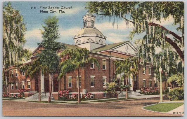 PLANT CITY FLORIDA Linen Postcard First Baptist Church $7.95 - PicClick CA